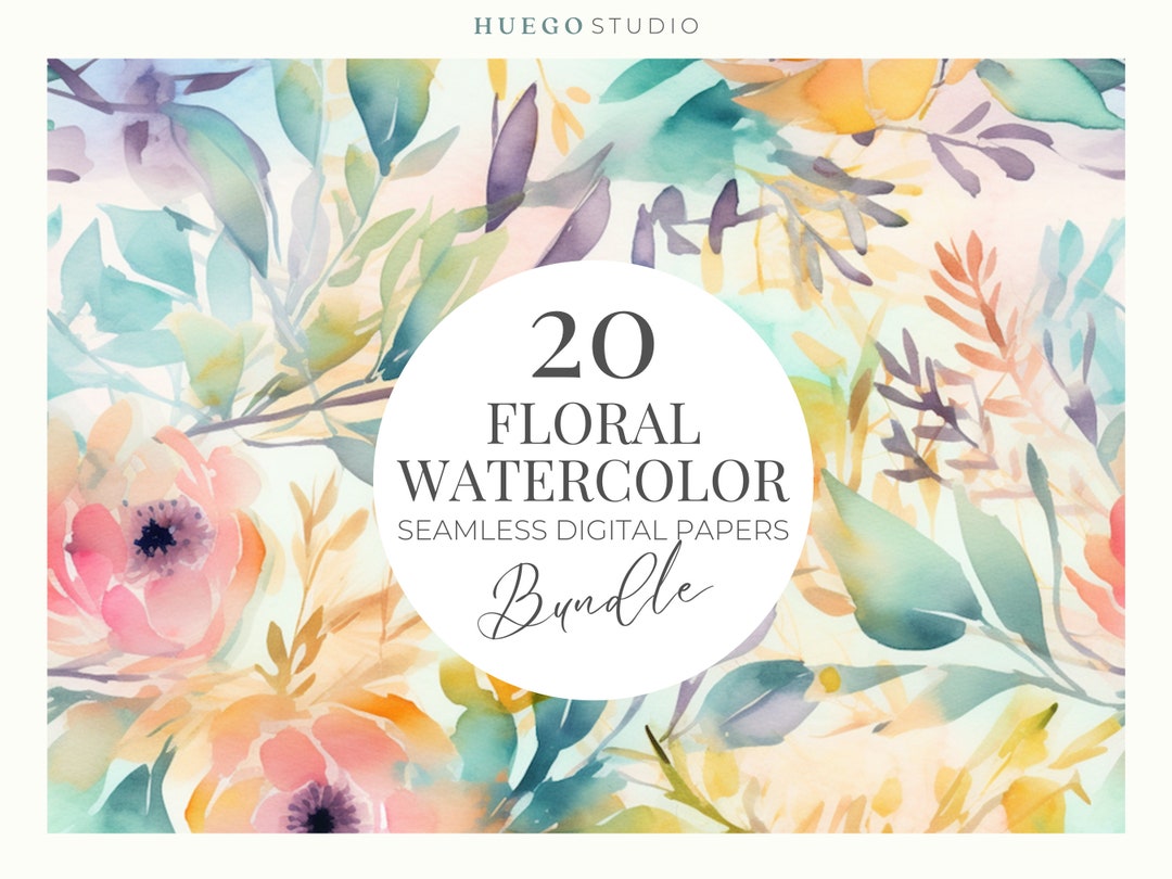 Pastel Watercolor Flower Background Floral Digital Paper Flower ...