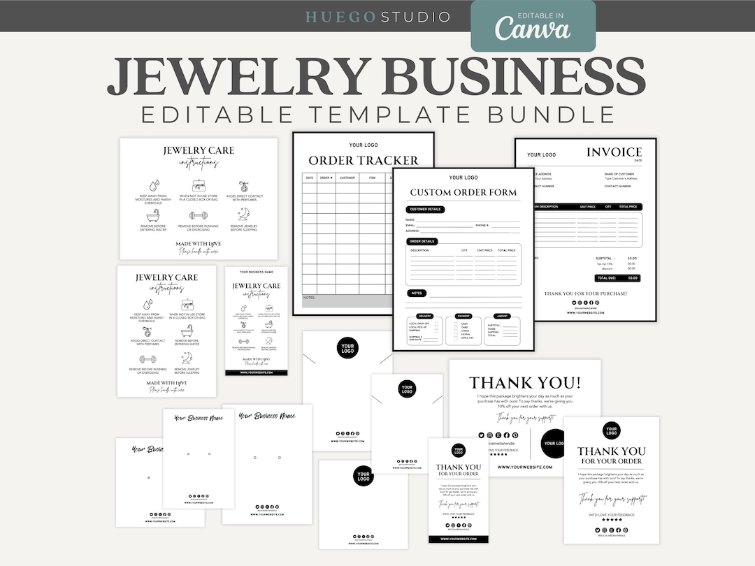 Minimalist Jewellery Business Template Kit Bundle Editable Earring Card ...