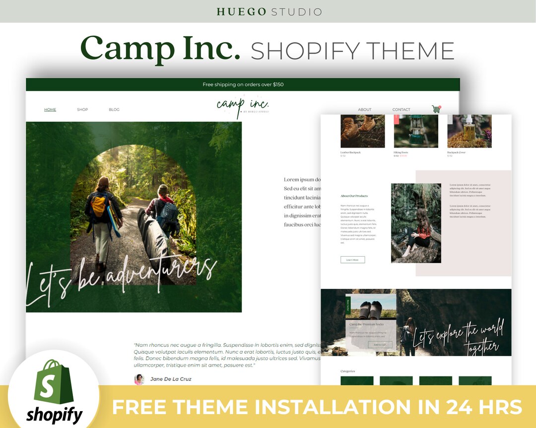 Green Website Template Shopify Template Theme Boutique Indie Clean ...