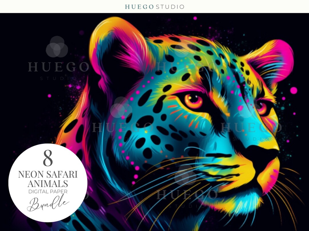 Animal Cheetah Sublimation Design PNG Bundle Neon Cosmic Galaxy Safari ...