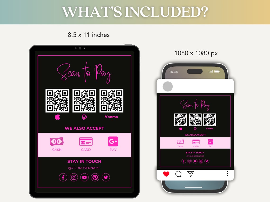 Editable DIY Scan to Pay Card Sign Editable Canva Template QR - Etsy