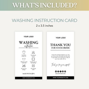 Editable Washing Instructions Card Template Printable Clothing Shirt ...