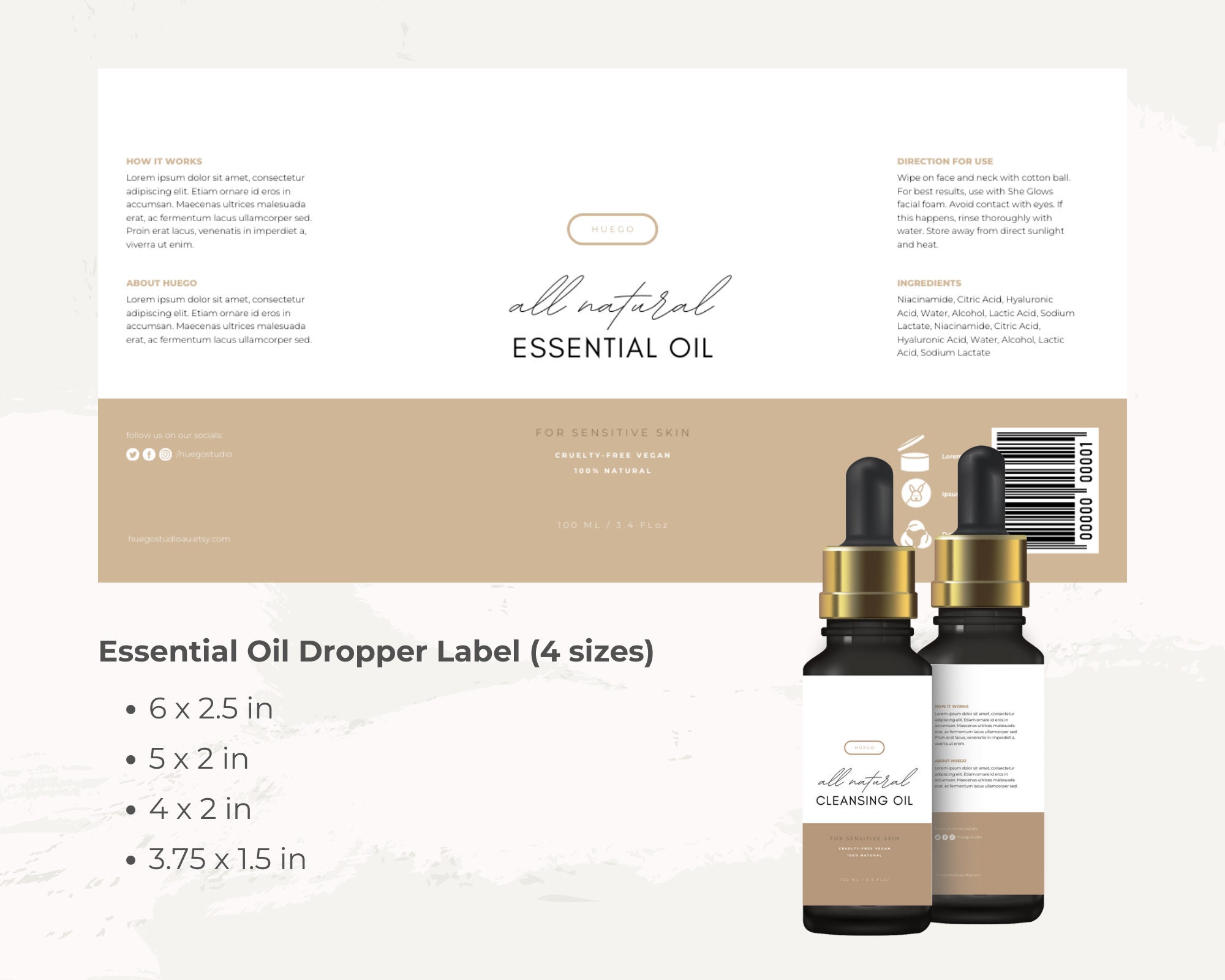 Minimalistic Editable Cosmetic Skin Care Product Label - Etsy