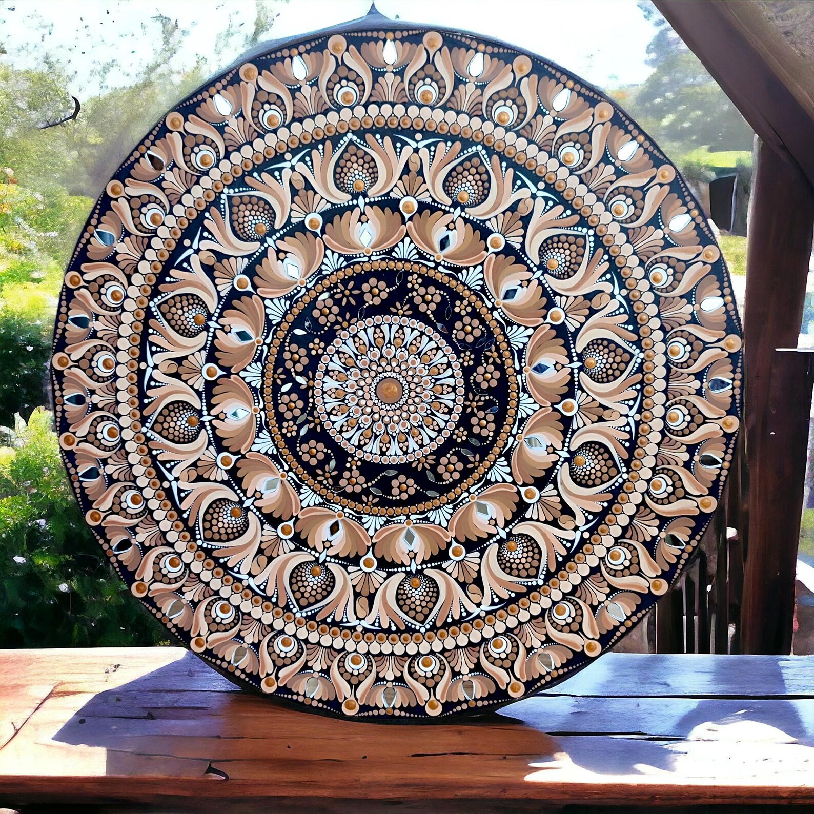 24-inch Mandala Dot Art Painting on MDF Board - Handmade Wall Hanging ...