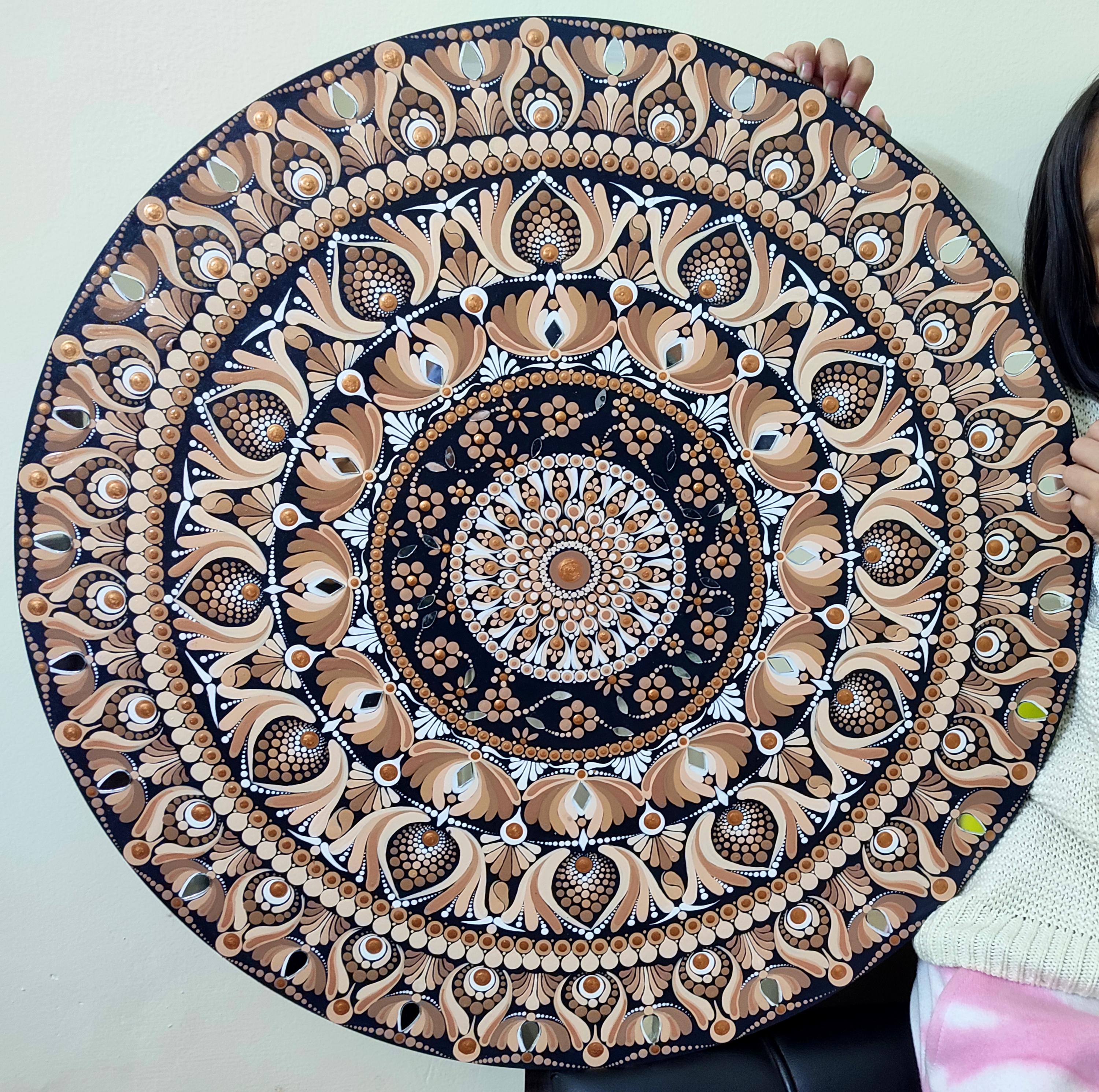 24-inch Mandala Dot Art Painting on MDF Board - Handmade Wall Hanging ...