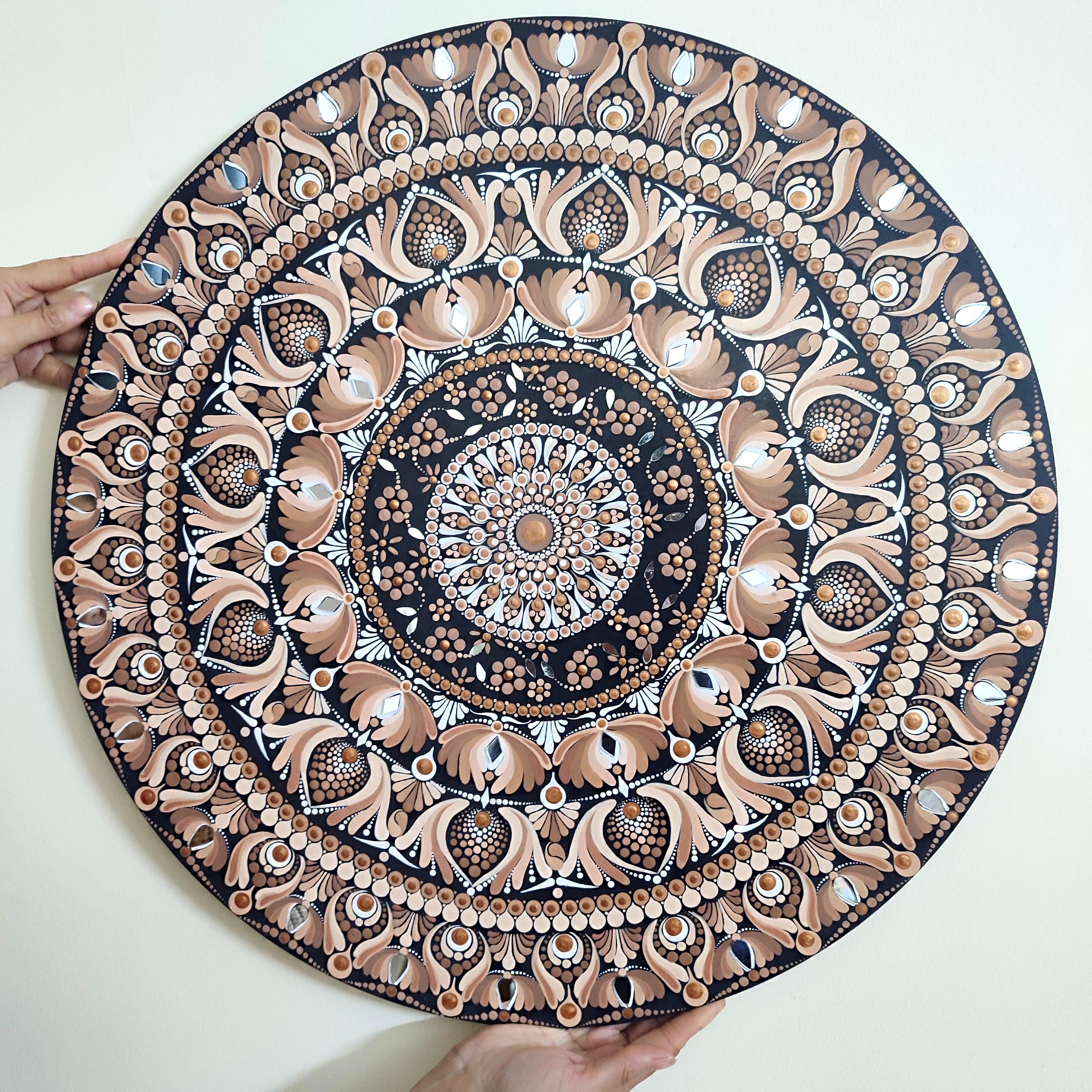 24-inch Mandala Dot Art Painting on MDF Board - Handmade Wall Hanging ...