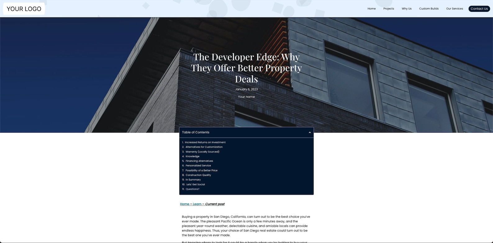 Responsive Real Estate Website Template | Elementor Pro & ACF, Property Developer Website, Ready ...