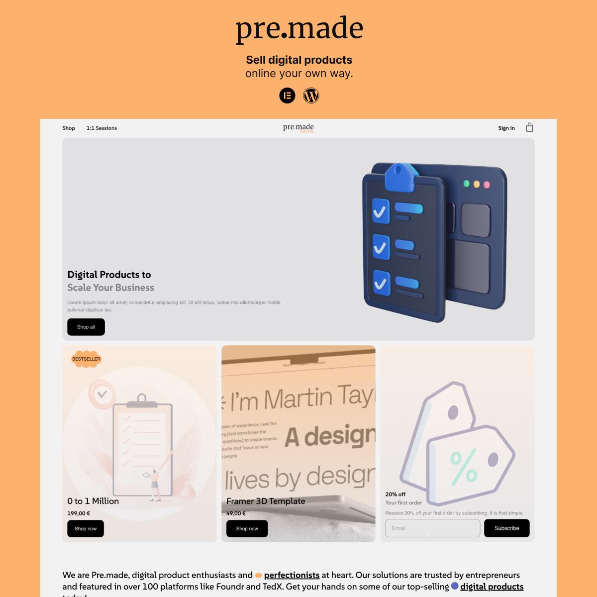 Digital Products E-commerce Website Template | Woocommerce & Elementor ...