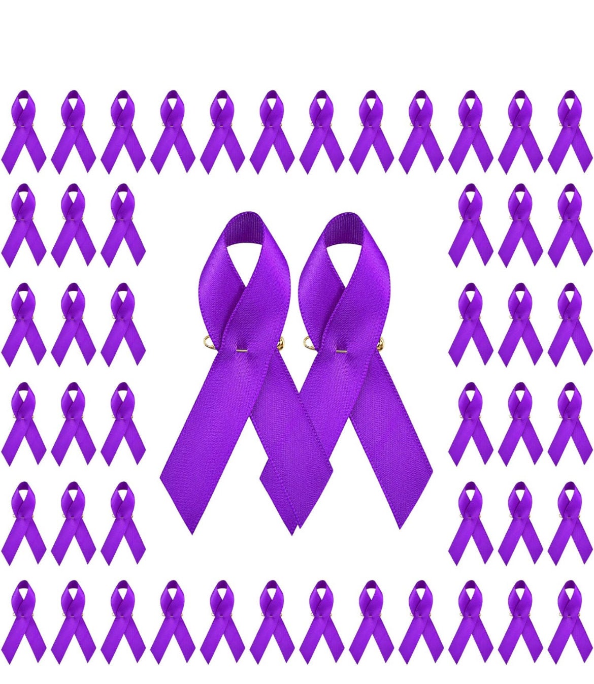 100pcs Blue Ribbon Satin Pins Colon Cancer Prostate Cancer Awareness ...