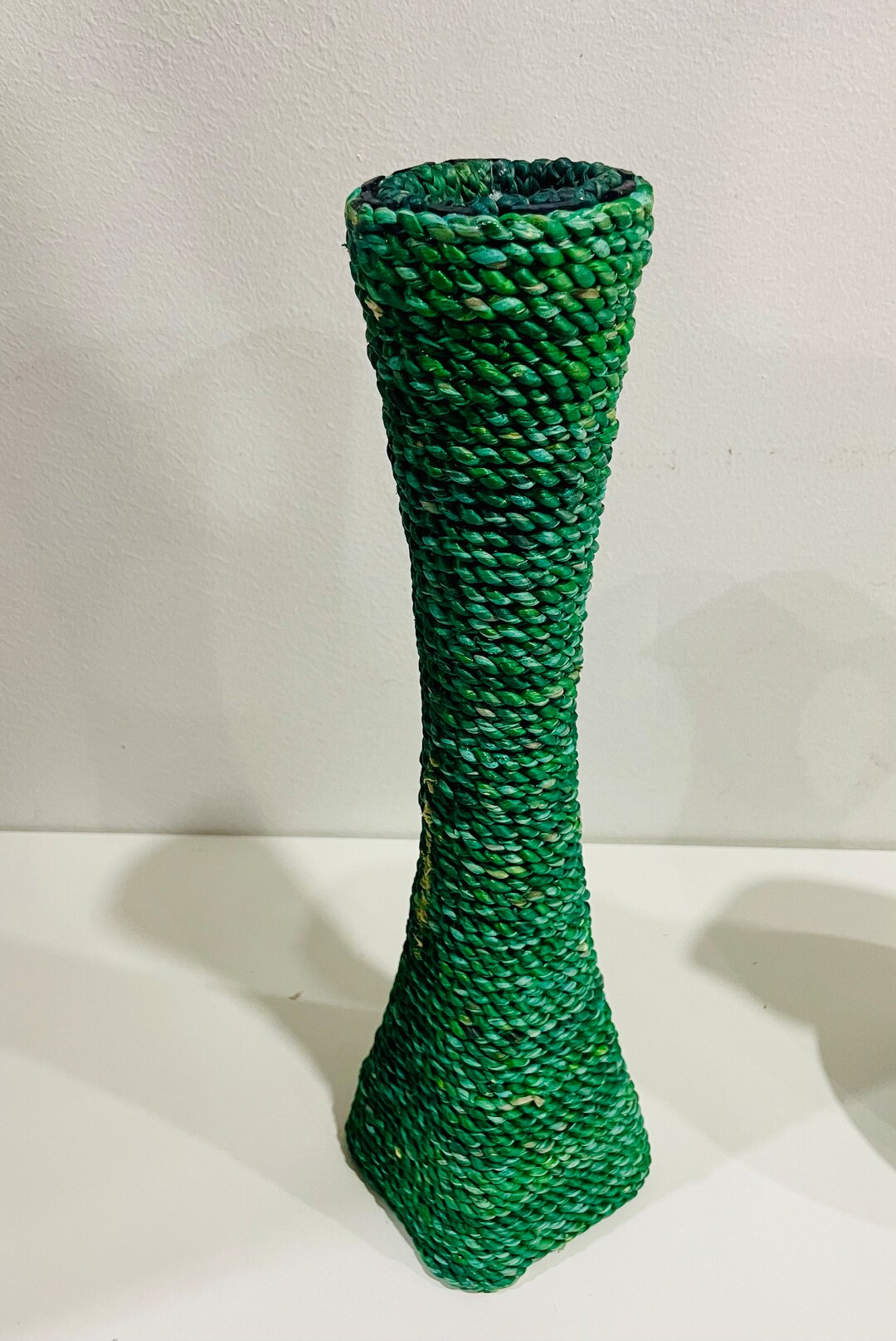 Bamboo Coiled Vase, Hand Crafted Rattan Floor Vase in Good Condition - Etsy