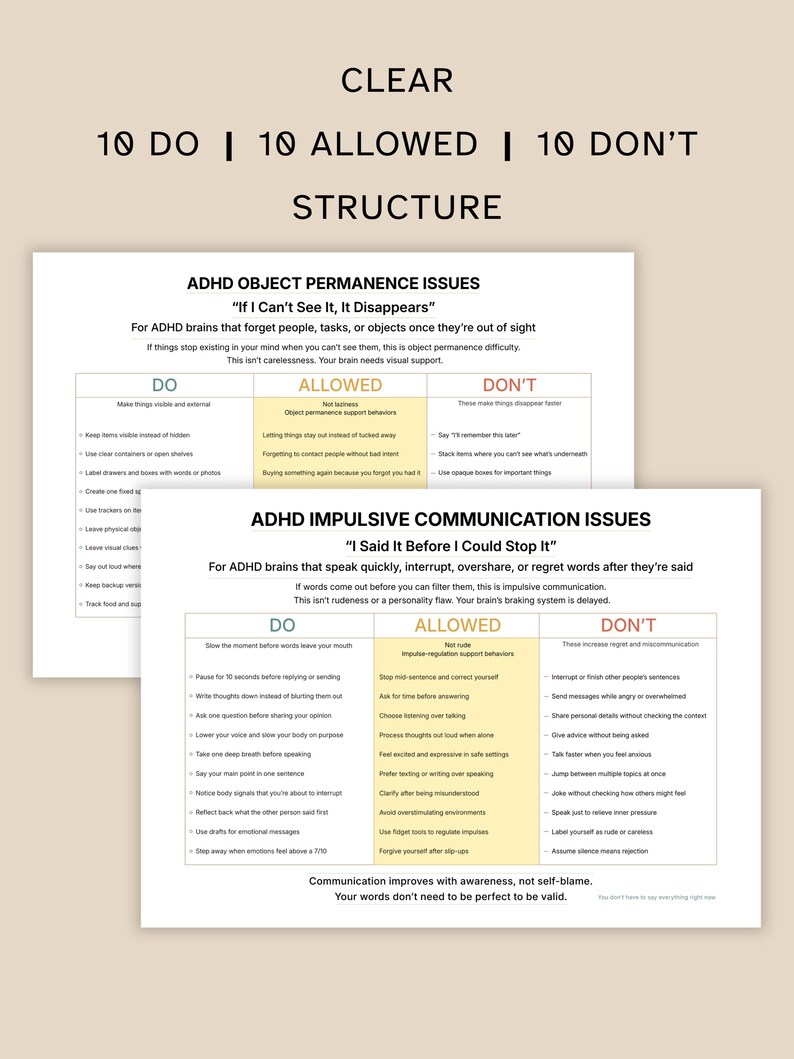 ADHD Tools Bundle | 10 One-page Coping Guides for 10 ADHD Paralysis ...