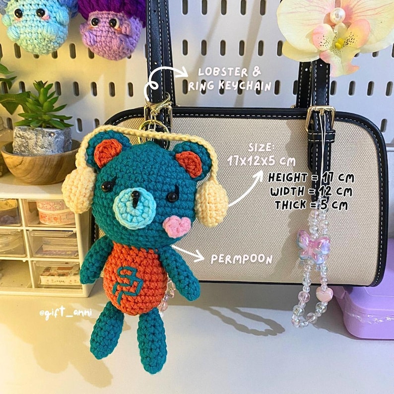 Permpoon GMM Mascot Keychain: Crochet Handmade GMMTV Amigurumi (actual ...