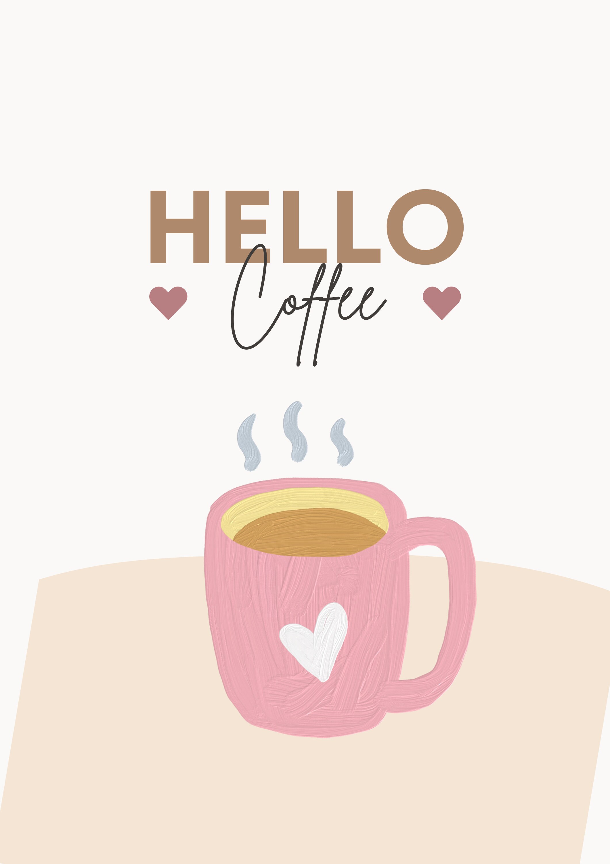 Hello Coffee Wall Print A4 - Etsy