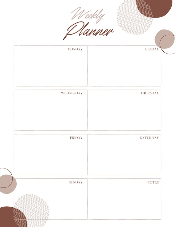 Weekly Planner Printable Instant Download Schedule - Etsy