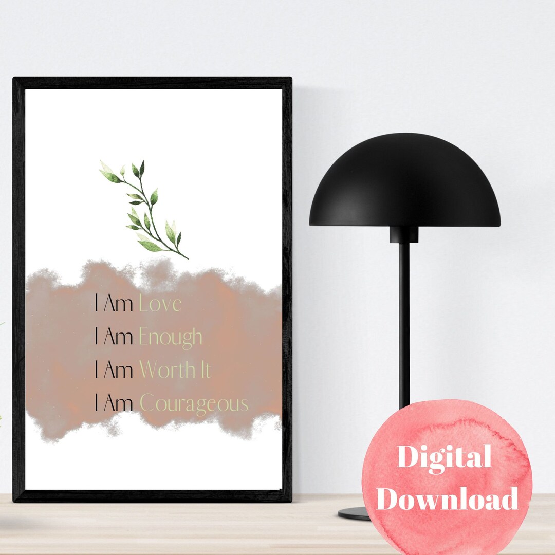 Self Love Positive Affirmation Printable Wall Art Botanical Etsy