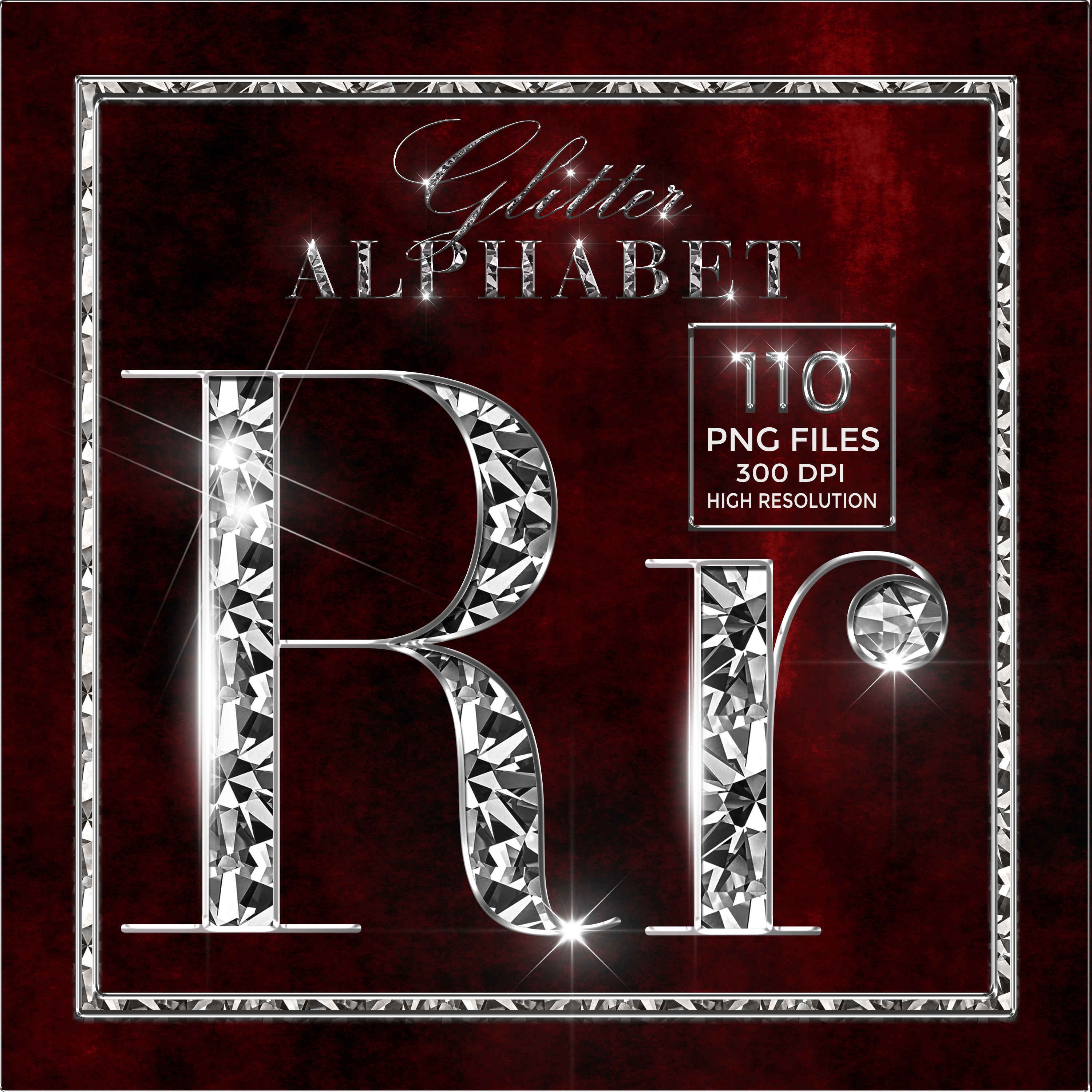 Diamond Alphabet, Alphabet Clipart, Silver Metallic Letters, Bling ...