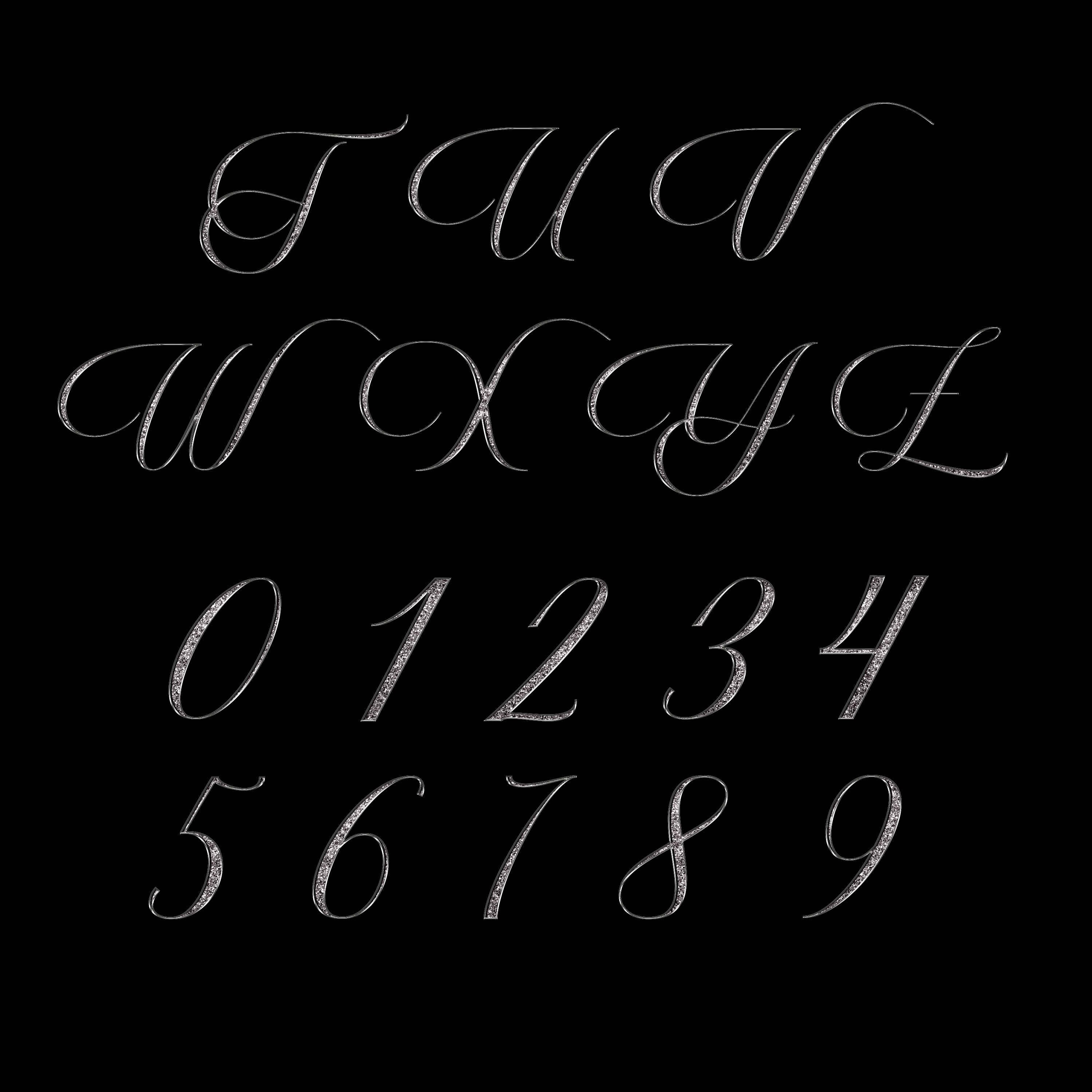 Silver Glitter Cursive Letters PNG, Sparkling Cursive, Bling, High ...