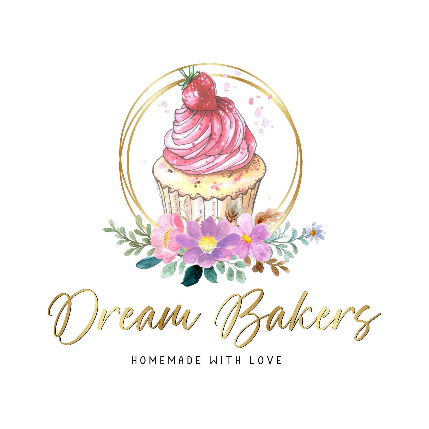 Premade Baking Logo, Bakers Logo, Watercolor Bakery Logo, Home Baking ...