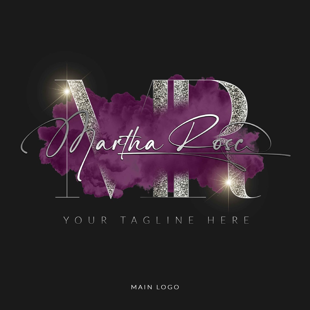 Silver Sparkle Logo, Purple Logo, Watercolor Logo, Cosmetics Logo, Smoke Logo, Boutique Logo ...