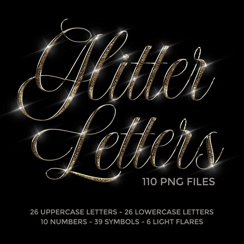 Gold Glitter Cursive Letters PNG, Sparkling Cursive, Bling, High Shine ...