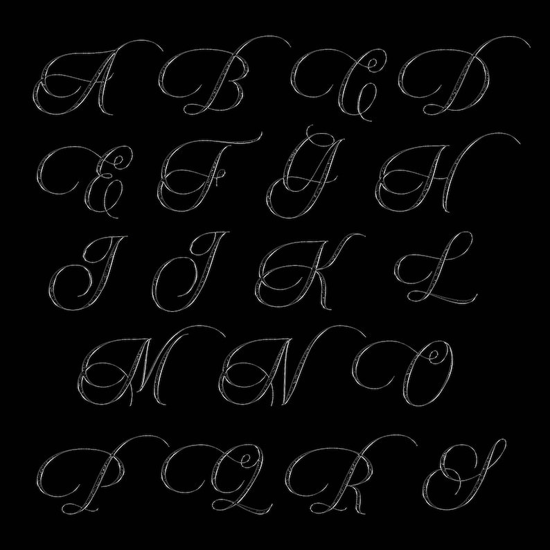 Black Silver Glitter Cursive Alphabet PNG, Sparkling Letters, Bling ...