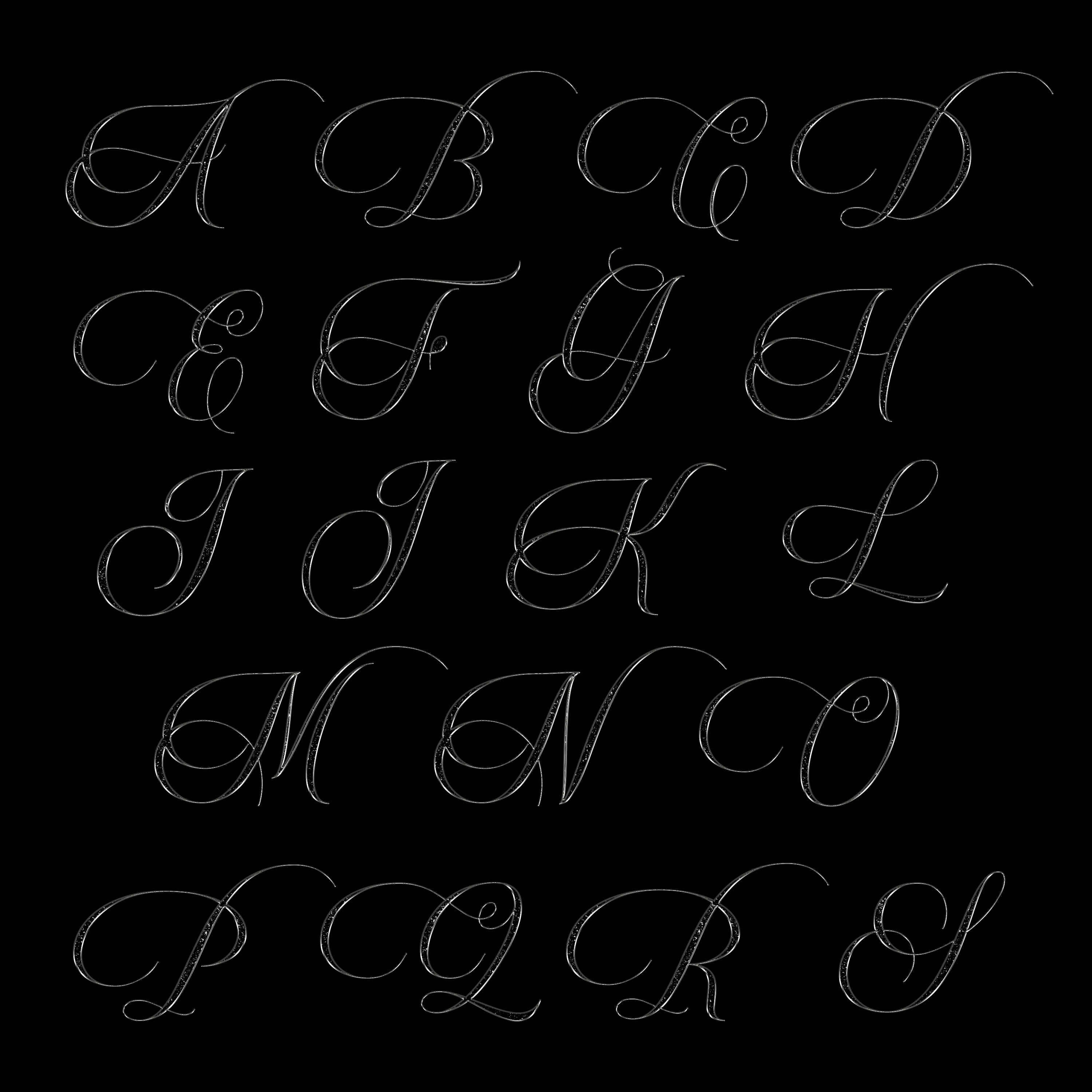 Black Silver Glitter Cursive Alphabet PNG, Sparkling Letters, Bling ...