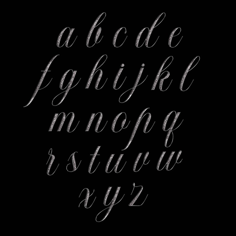 Silver Glitter Cursive Letters PNG, Sparkling Cursive, Bling, High ...