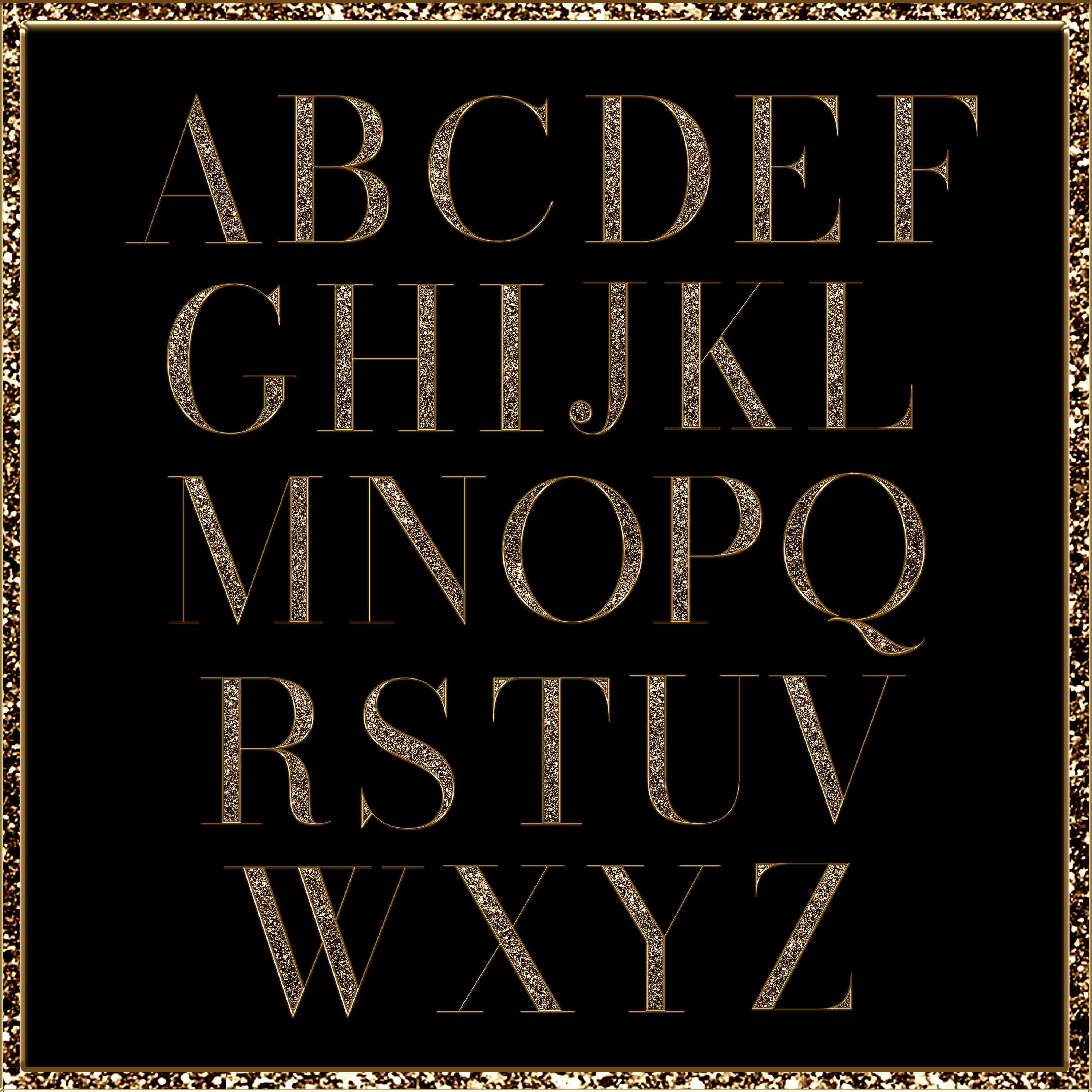 Gold Glitter Alphabet, Alphabet Clipart,metallic Letters,bling Letters ...