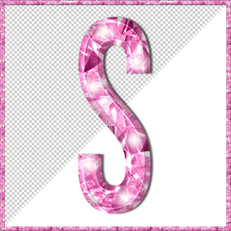 Diamond Alphabet Clip Art PNG, Pink Alphabet, Pink Glitter Letters ...