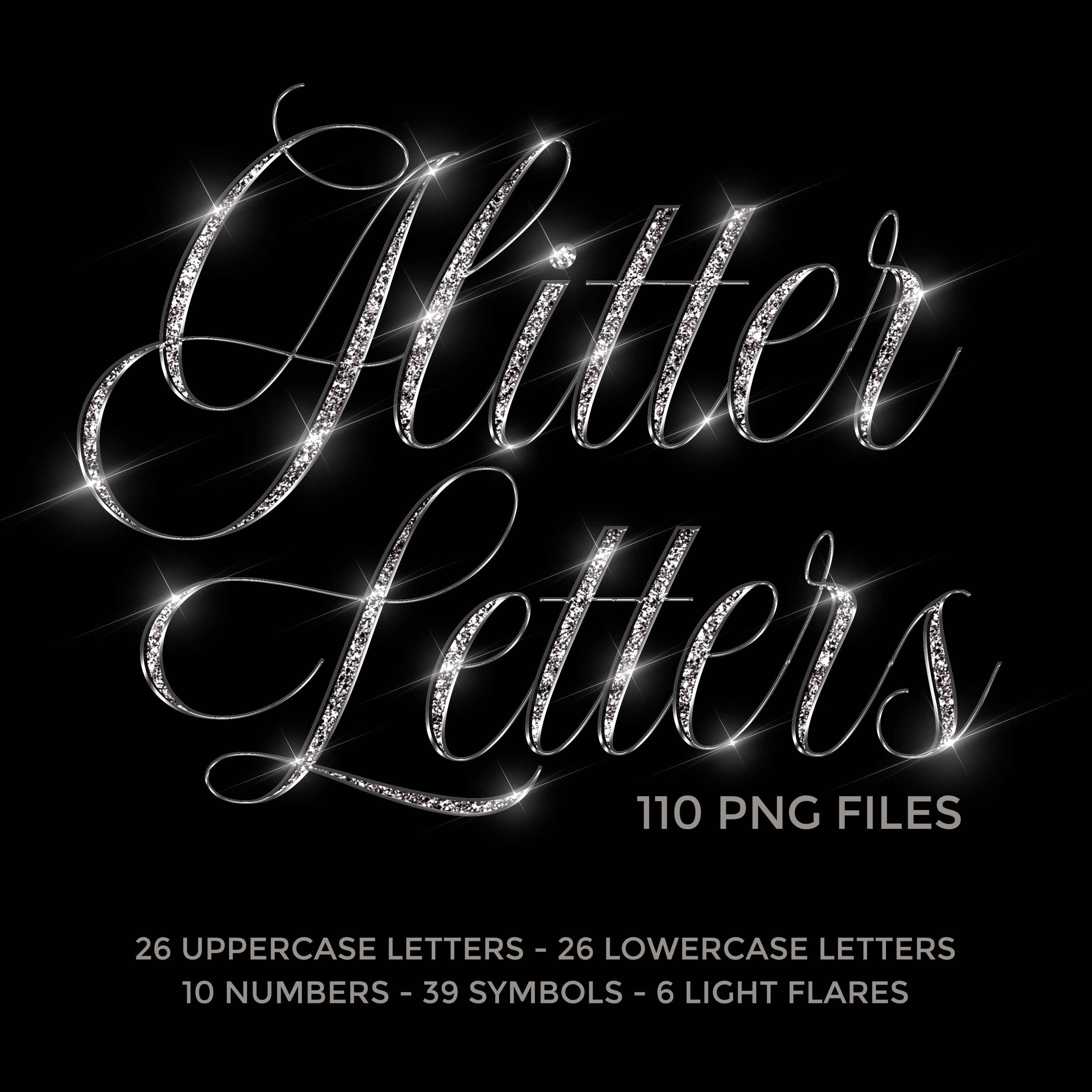 Silver Glitter Cursive Letters PNG, Sparkling Cursive, Bling, High ...