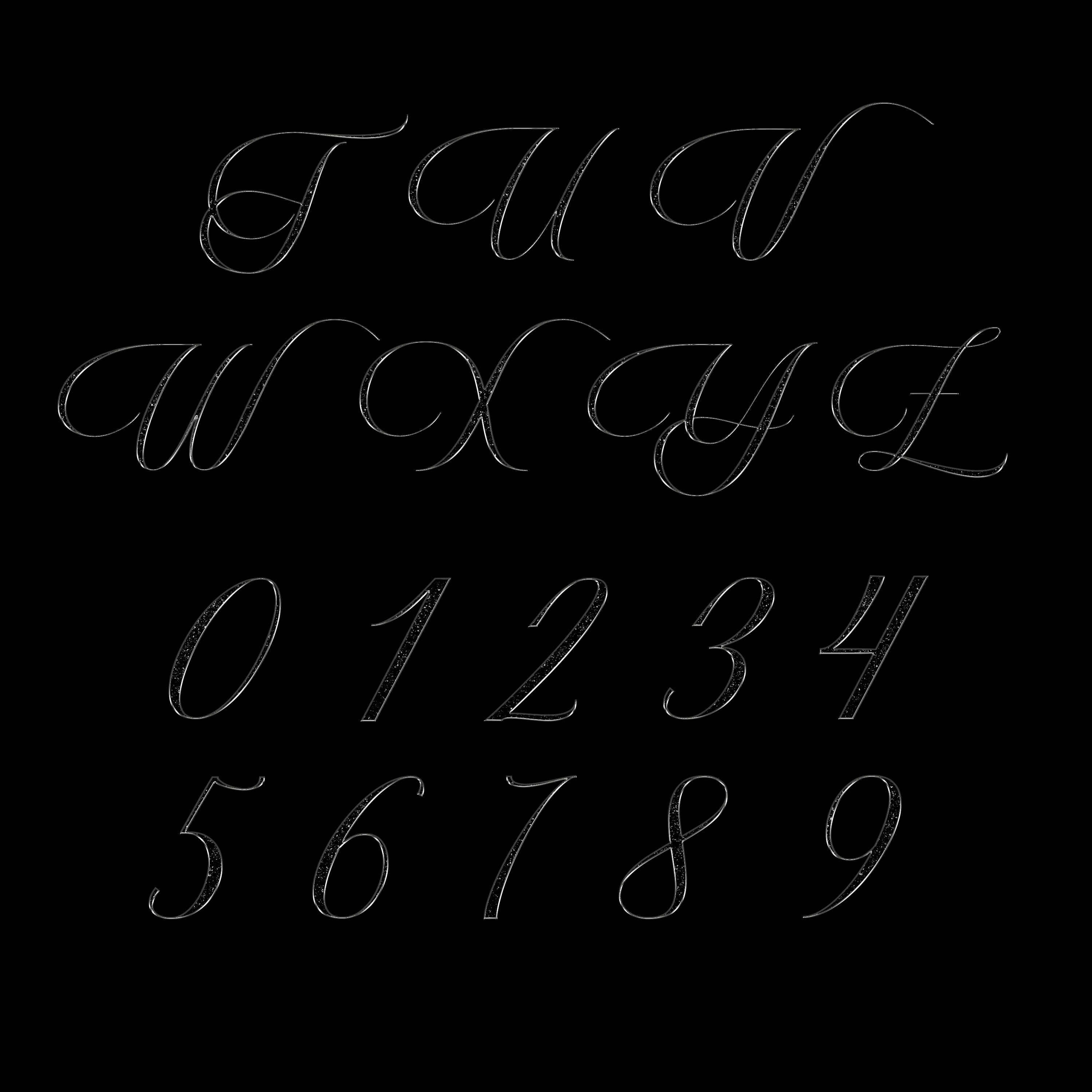 Black Silver Glitter Cursive Alphabet PNG, Sparkling Letters, Bling ...