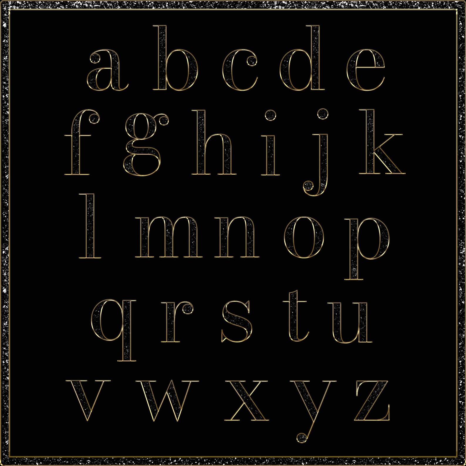 Black and Gold Glitter Alphabet PNG, Glam Alphabet, Diamond Letters ...