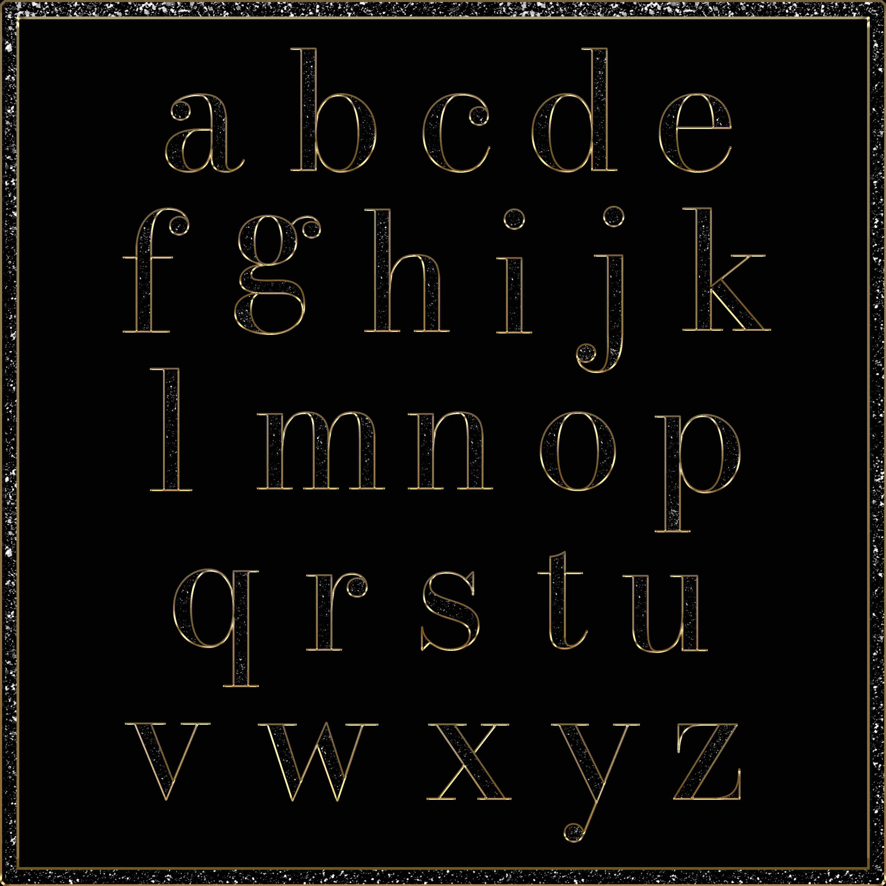 Black and Gold Glitter Alphabet PNG, Glam Alphabet, Diamond Letters ...