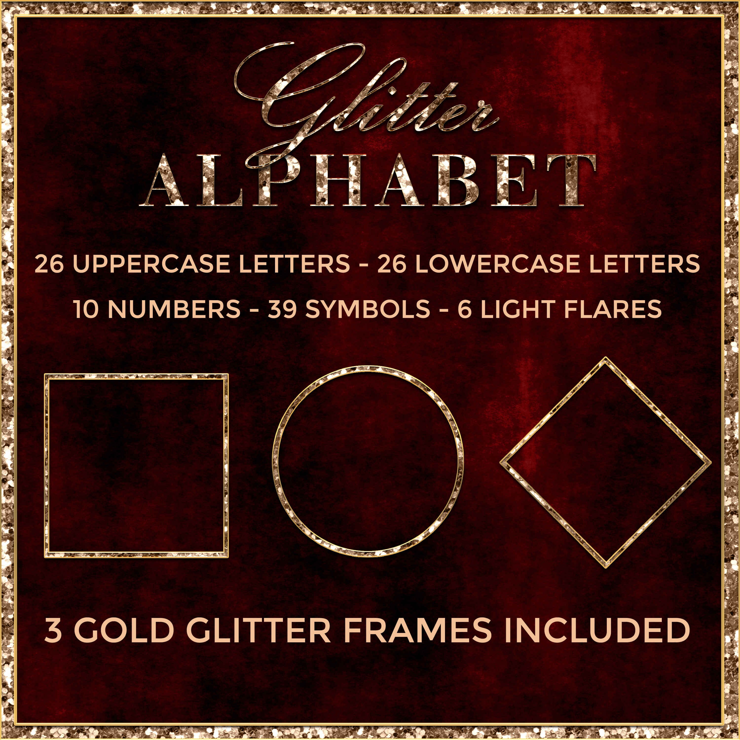 Glitter Alphabet Clipart, Glam Alphabet, Gold Glitter Alphabet, Diamond ...