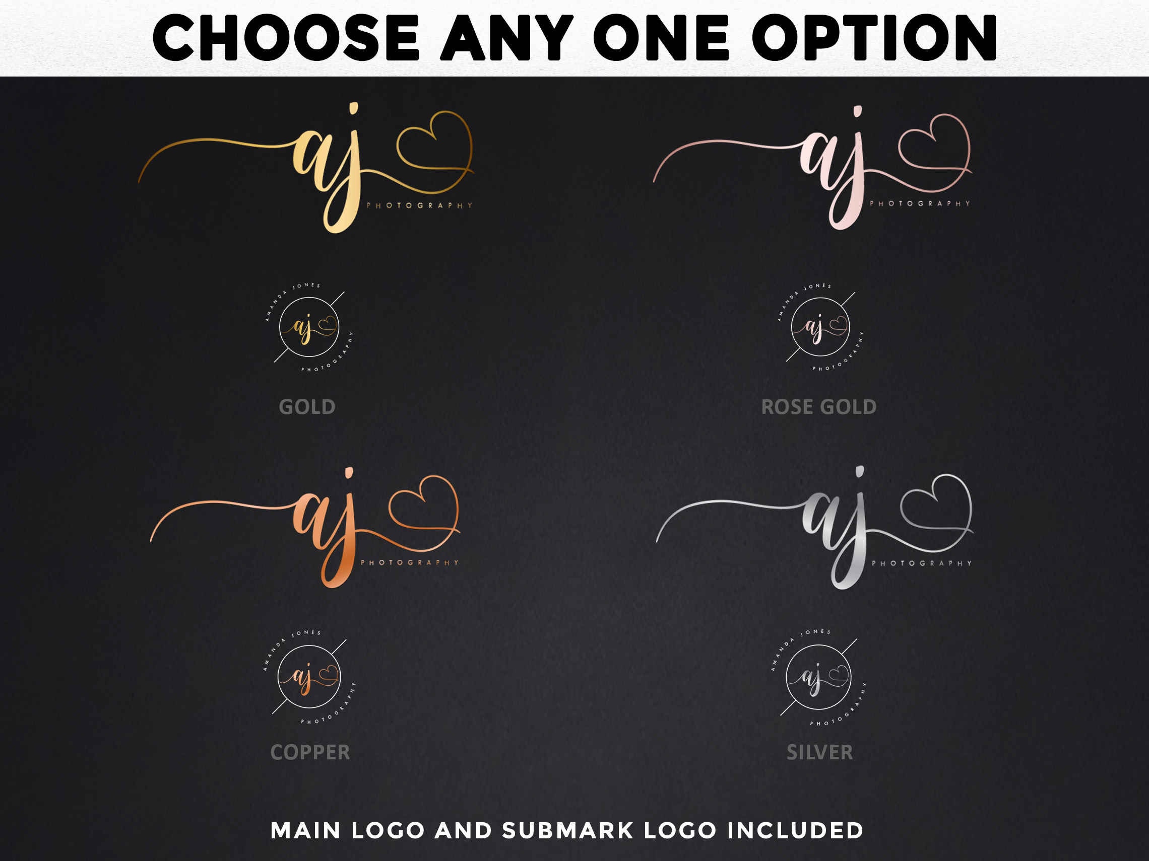 Premade Signature Logo Rose Gold Logo Signature Photography Logo Stamp ...