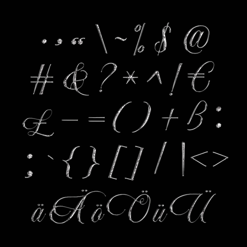 Silver Glitter Cursive Letters PNG, Sparkling Cursive, Bling, High ...