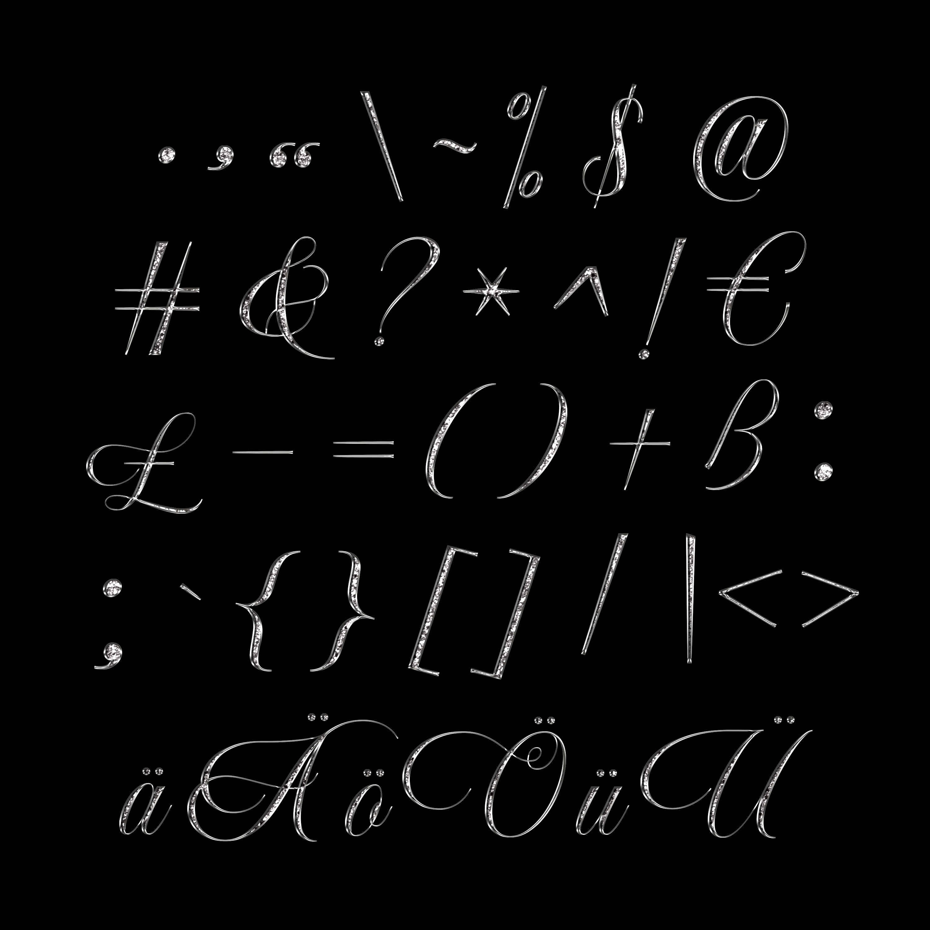 Silver Glitter Cursive Letters PNG, Sparkling Cursive, Bling, High ...