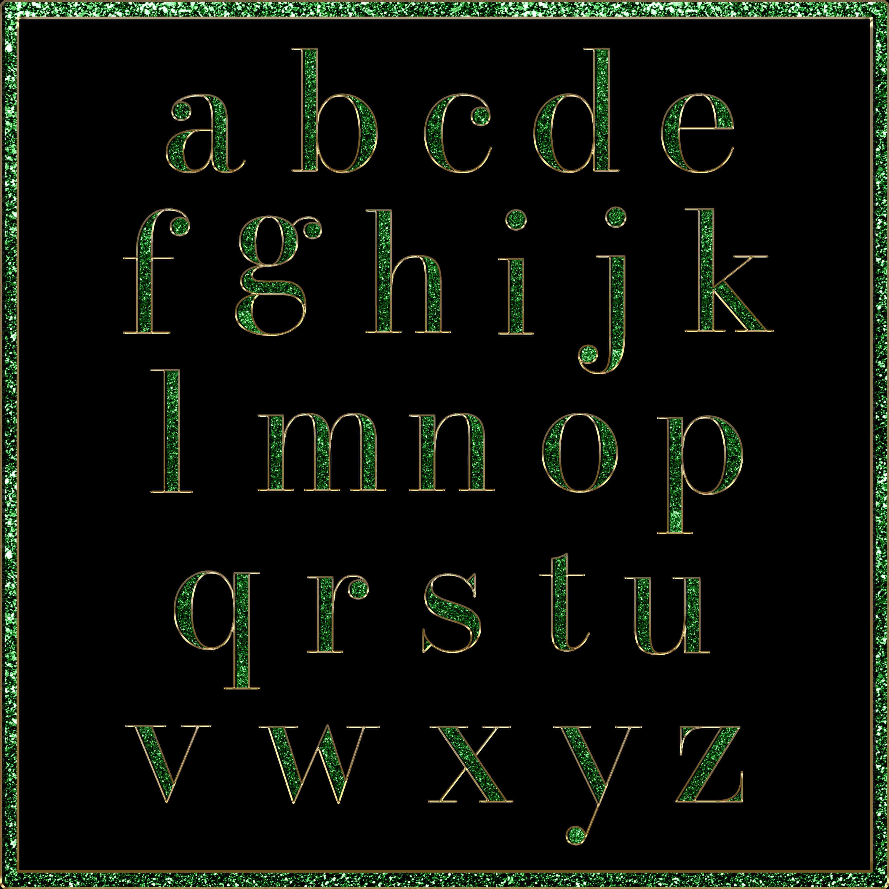 Emerald Green Glitter Alphabet PNG, Glam Alphabet, Diamond Letters ...