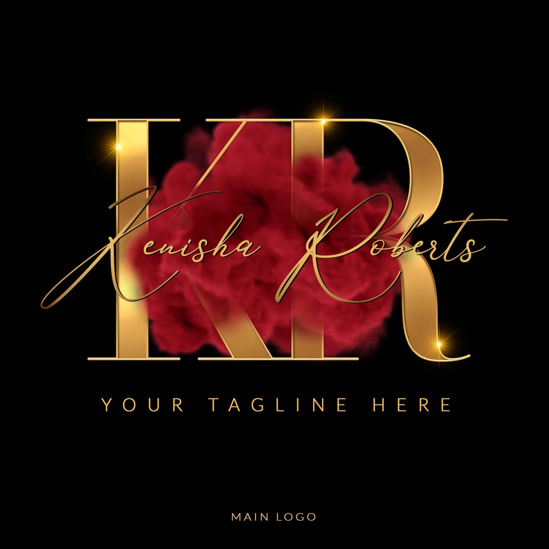 Red Smoke Logo, Gold Watercolor Logo,beauty Logo, Boutique Logo, Red ...