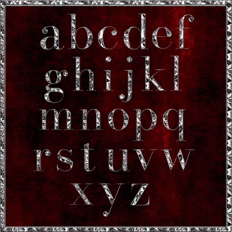 Diamond Alphabet, Alphabet Clipart, Silver Metallic Letters, Bling ...