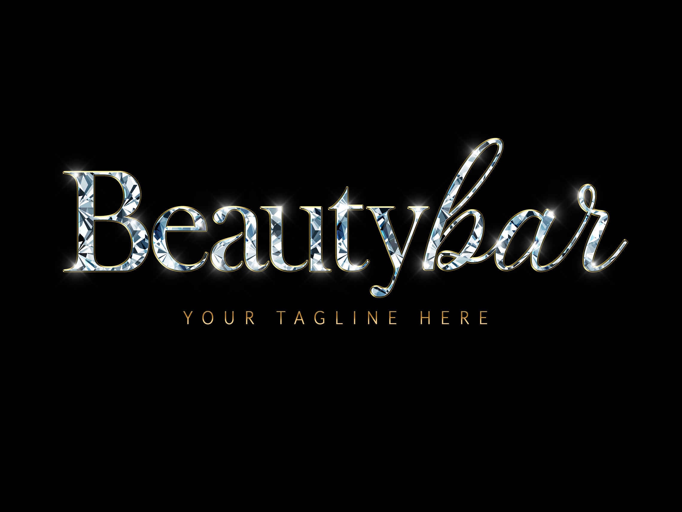 Silver & Gold Glitter Sparkle Logo, Makeup Artist Logo, Beauty Logo ...