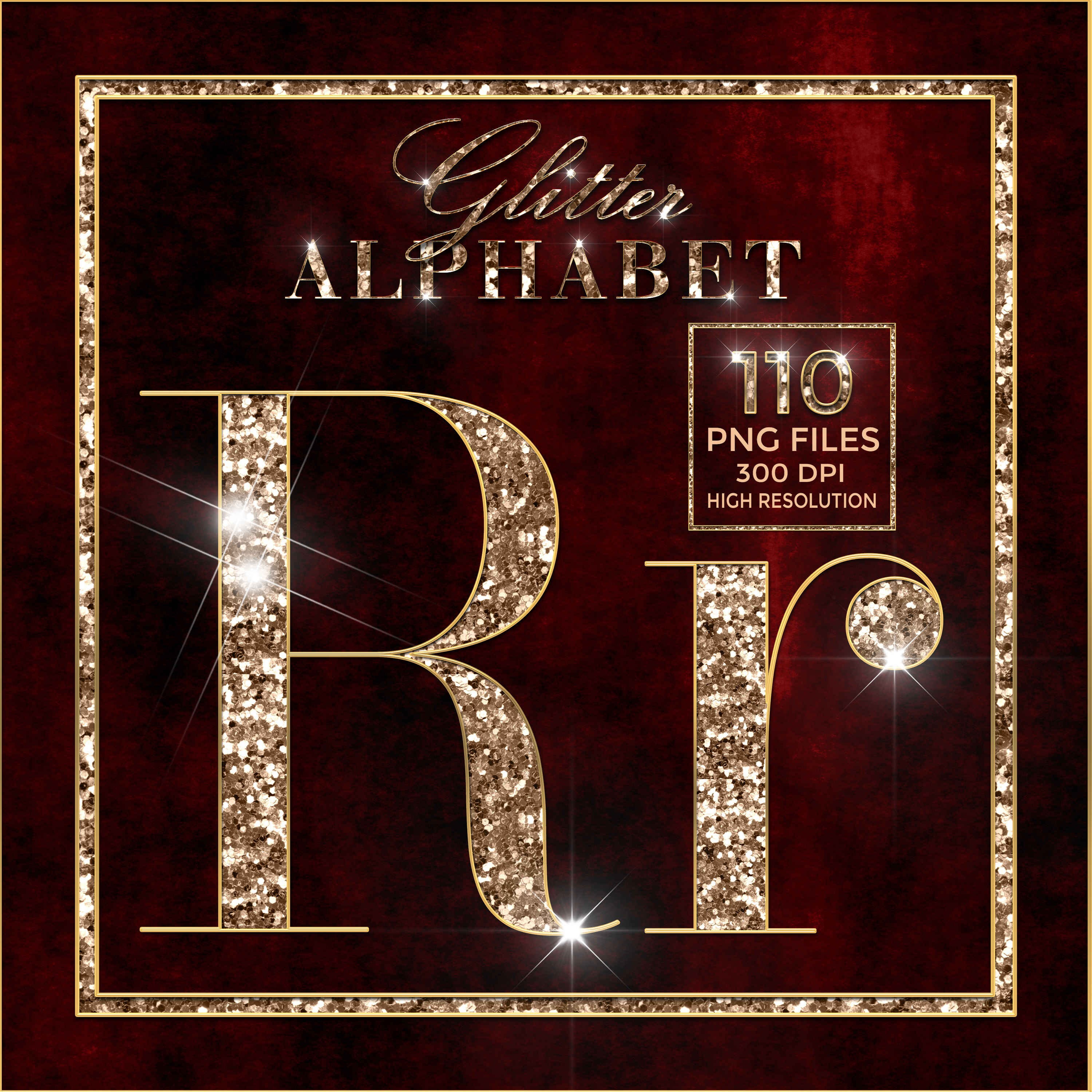 Glitter Alphabet Clipart, Glam Alphabet, Gold Glitter Alphabet, Diamond ...