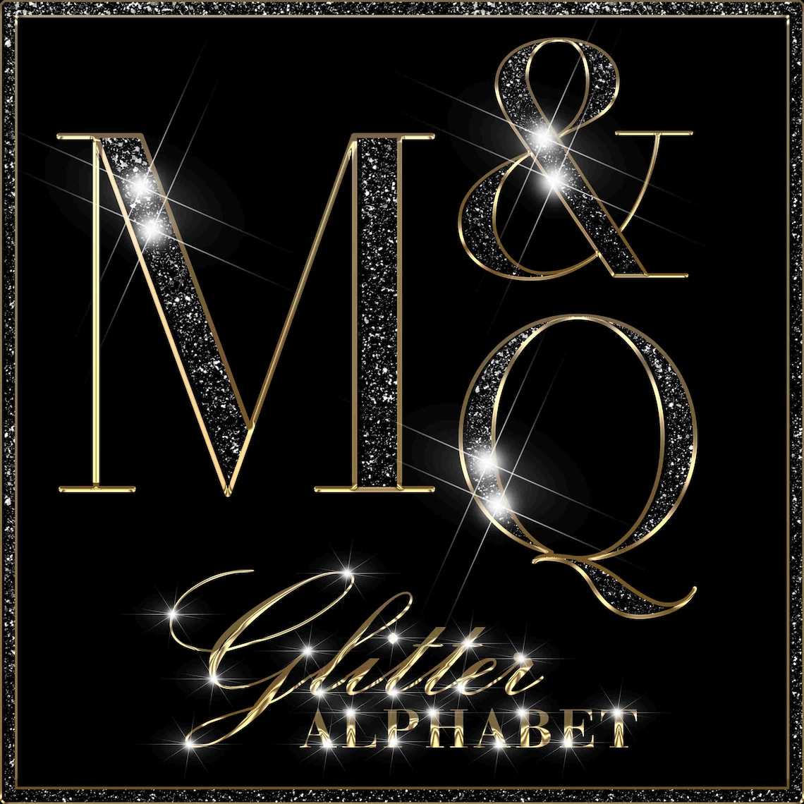 Black and Gold Glitter Alphabet PNG, Glam Alphabet, Diamond Letters ...