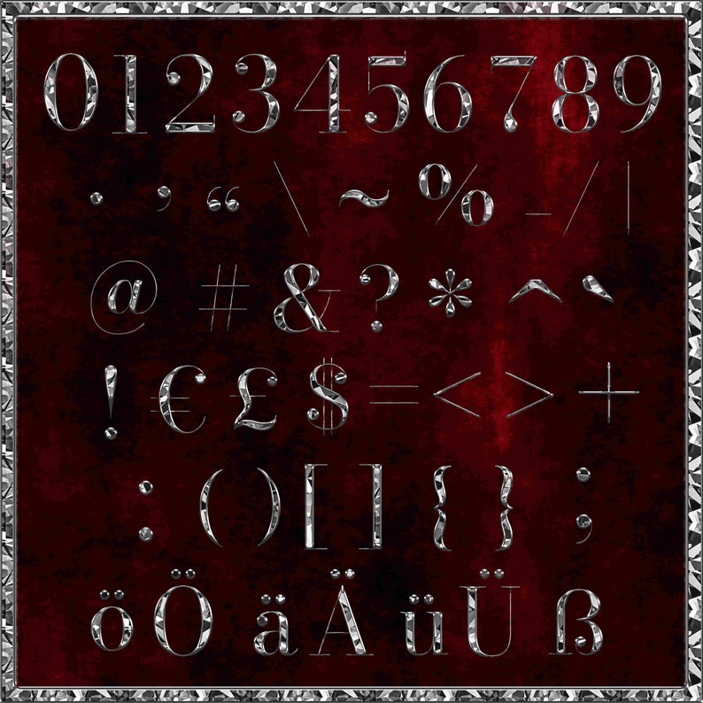 Diamond Alphabet, Alphabet Clipart, Silver Metallic Letters, Bling ...