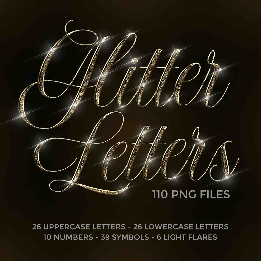 Gold Glitter Cursive Letters PNG, Sparkling Cursive, Bling, High Shine ...