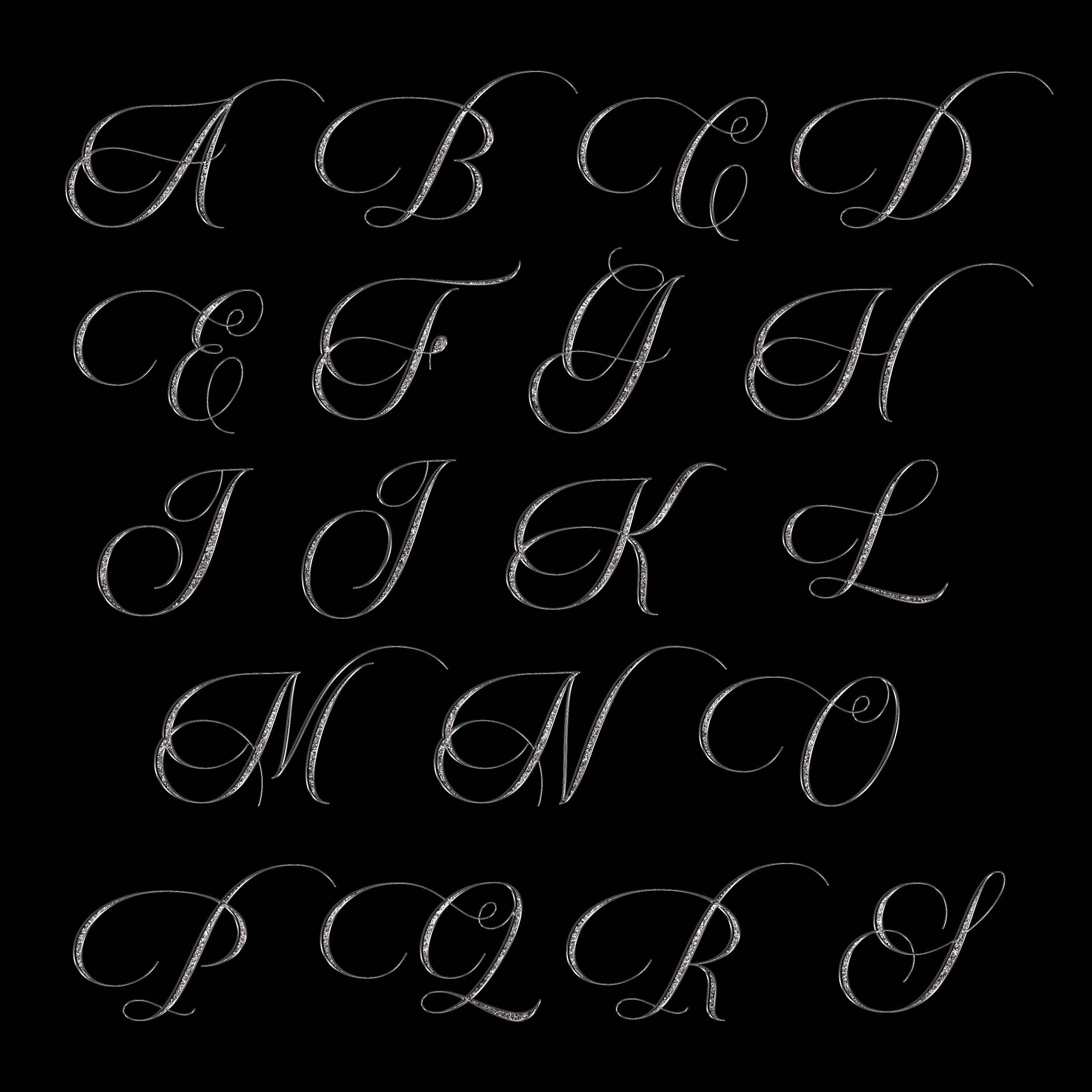 Silver Glitter Cursive Letters PNG, Sparkling Cursive, Bling, High ...