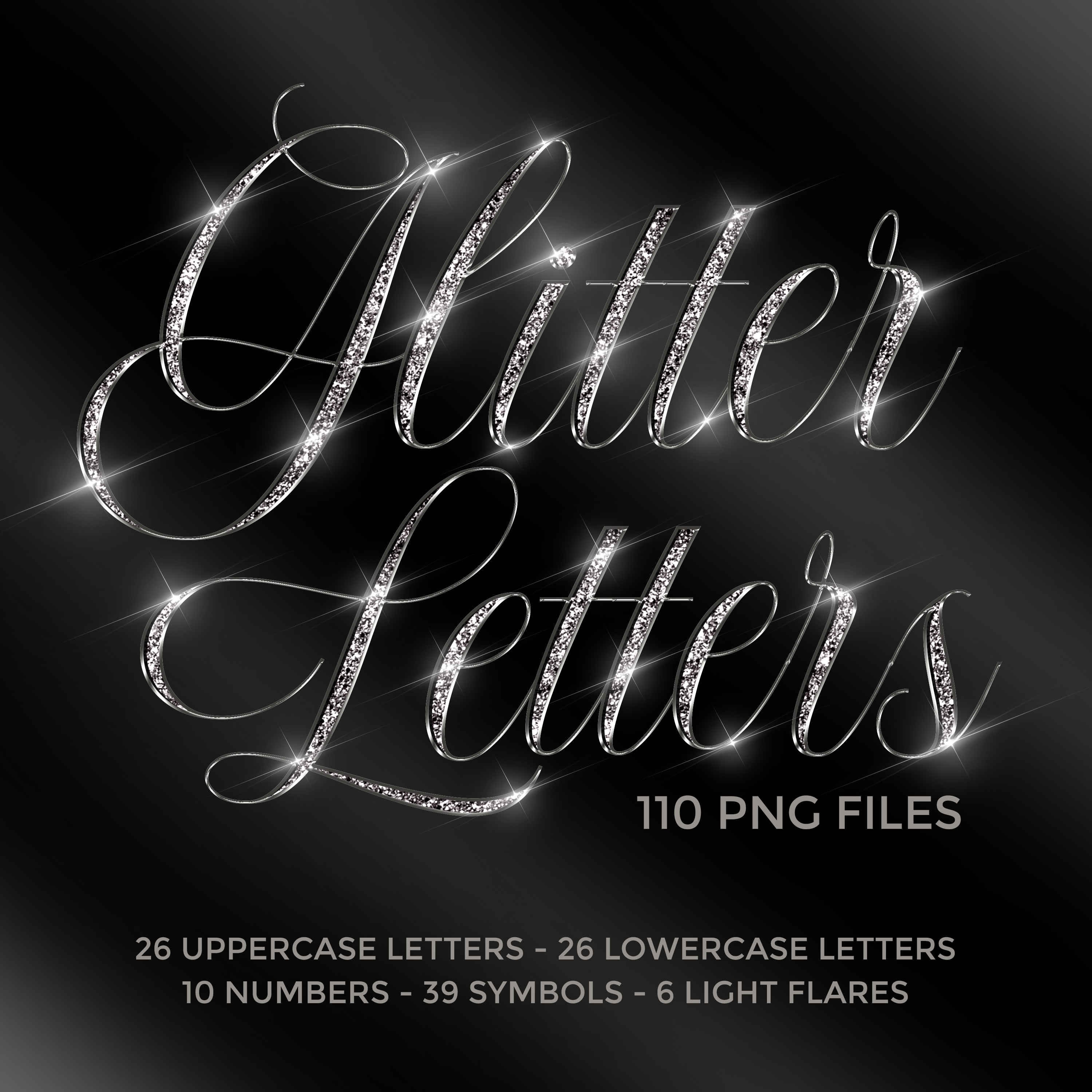 Silver Glitter Cursive Letters PNG, Sparkling Cursive, Bling, High ...