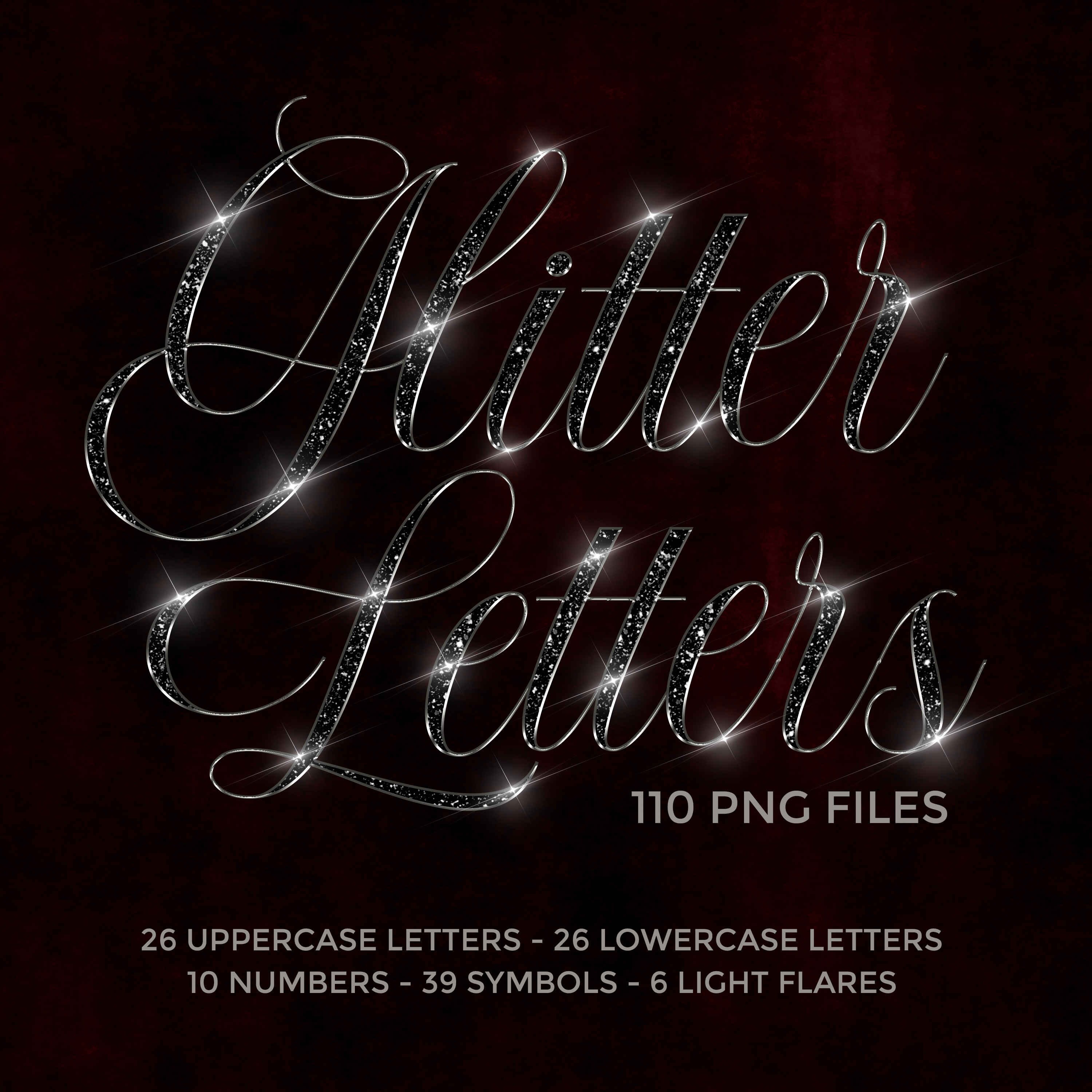 Black Silver Glitter Cursive Alphabet PNG, Sparkling Letters, Bling ...