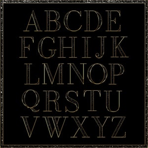 Black and Gold Glitter Alphabet PNG, Glam Alphabet, Diamond Letters ...