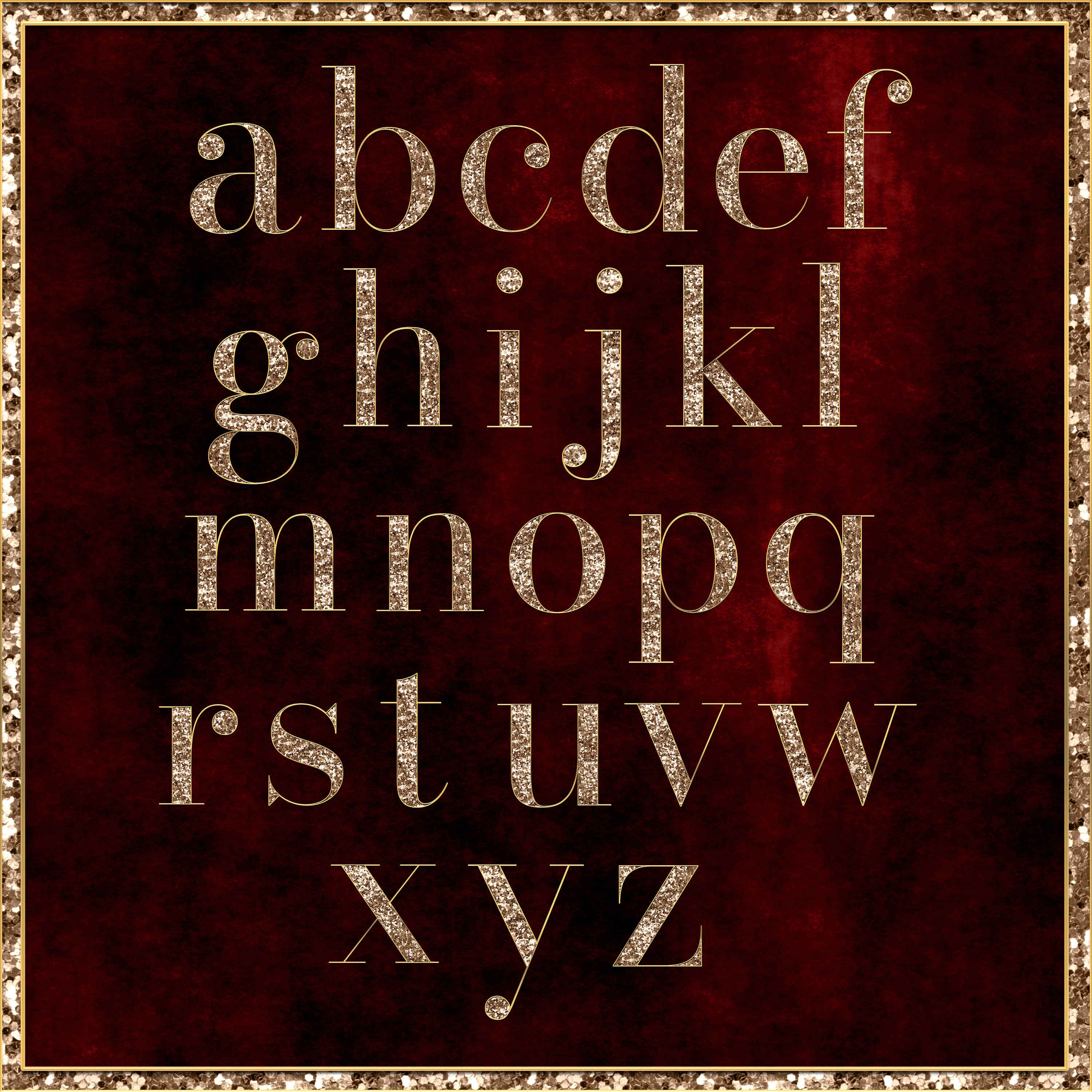 Glitter Alphabet Clipart, Glam Alphabet, Gold Glitter Alphabet, Diamond ...